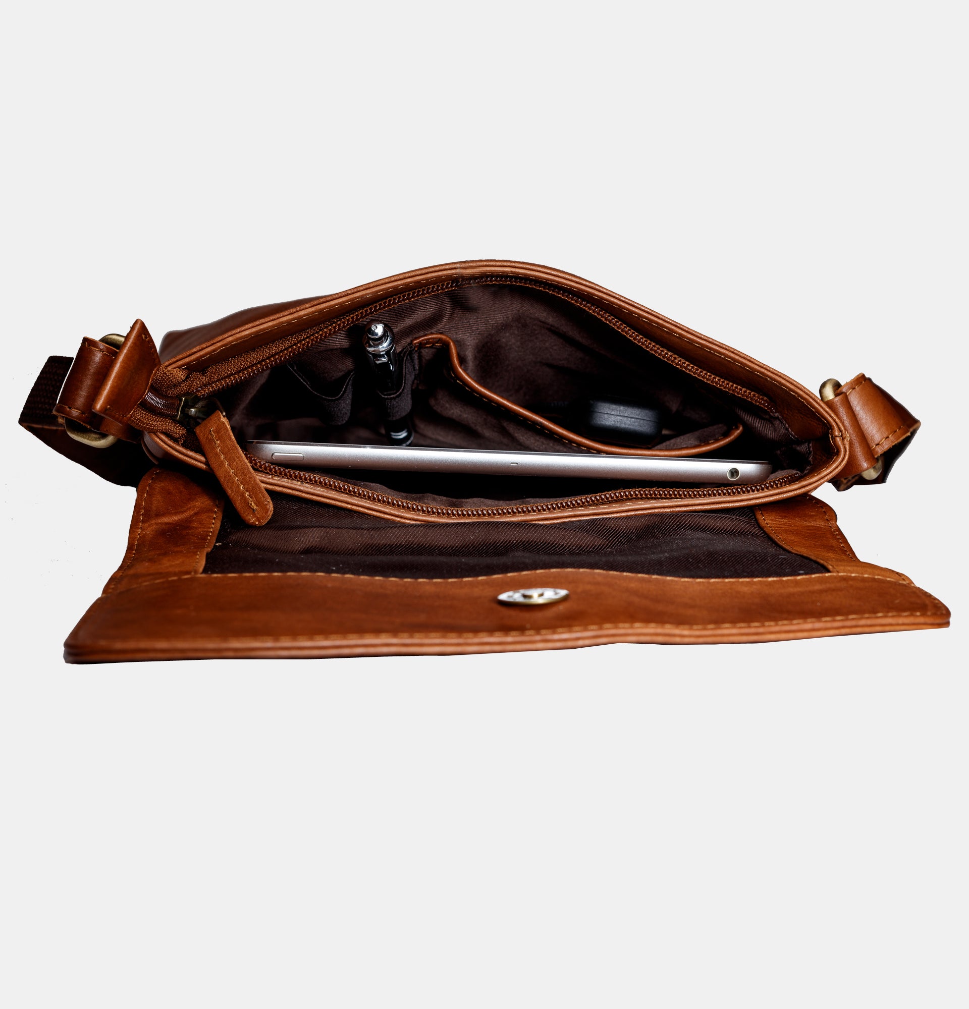 Brown Leather Sling Crossbody Bags For Women Finelaer